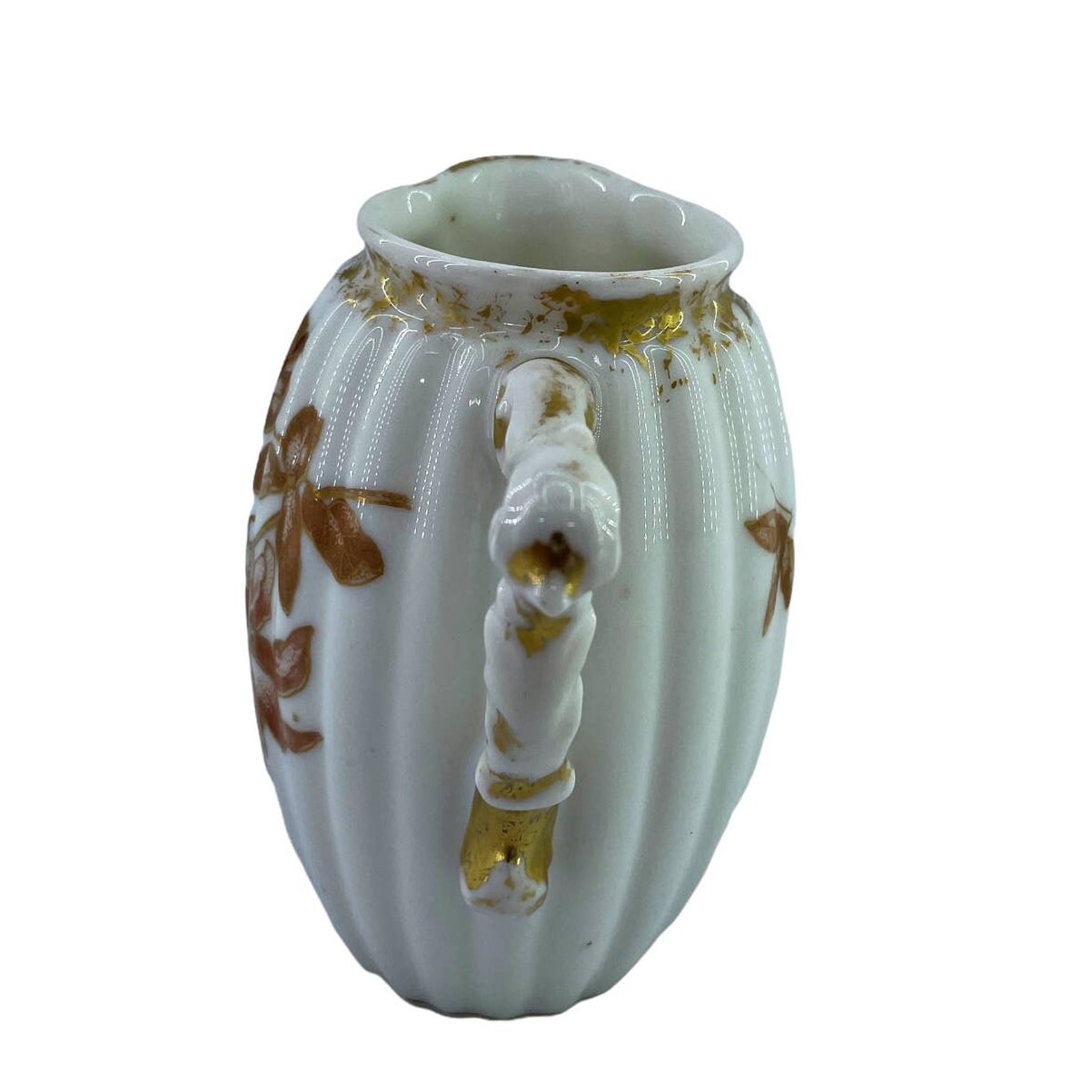 RARE Limoge P.H. Leonard Gold Floral Ribbed Porcelain Creamer Pitcher 4 ...