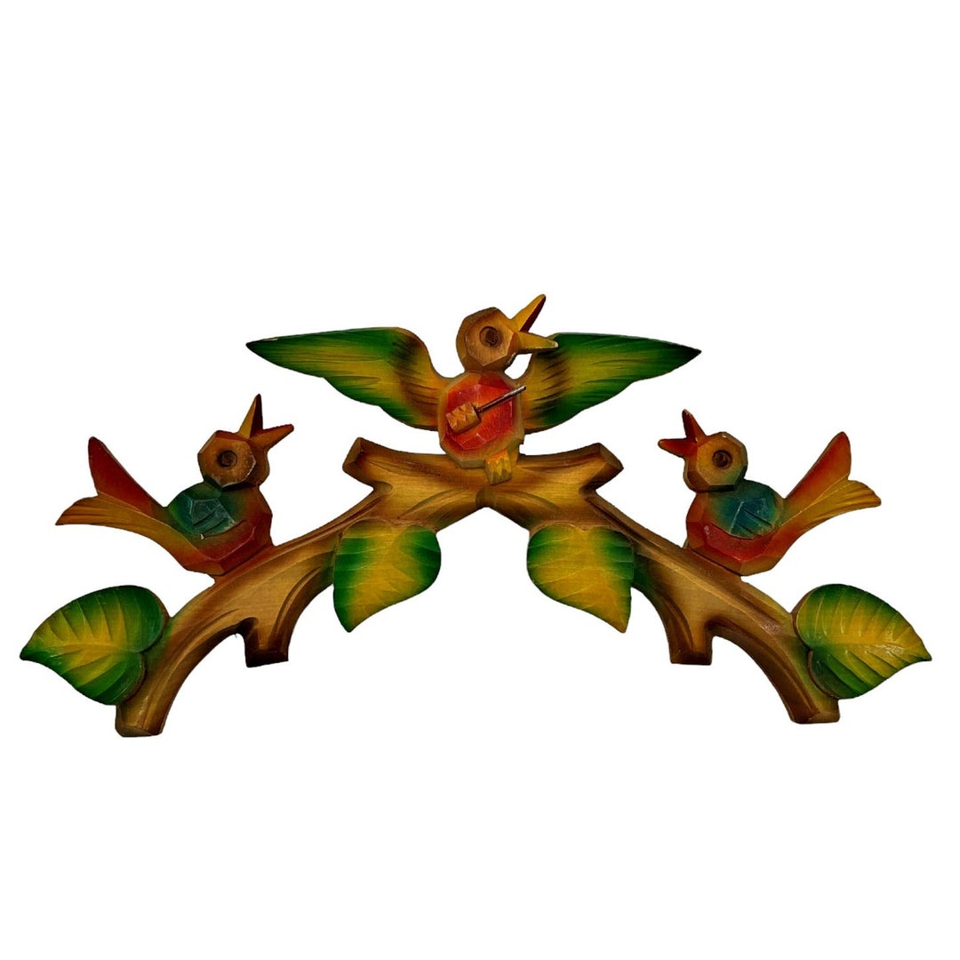 Vintage Original German Black Forest Cuckoo Clock Trim Carved Color ...