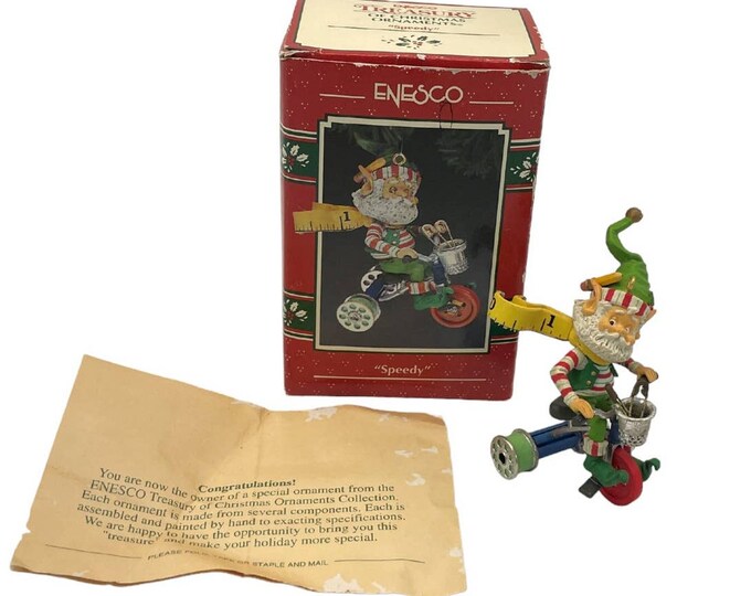 Vintage Enesco Elf Speedy 1993 Sandi Zimnicki Christmas Ornament ...