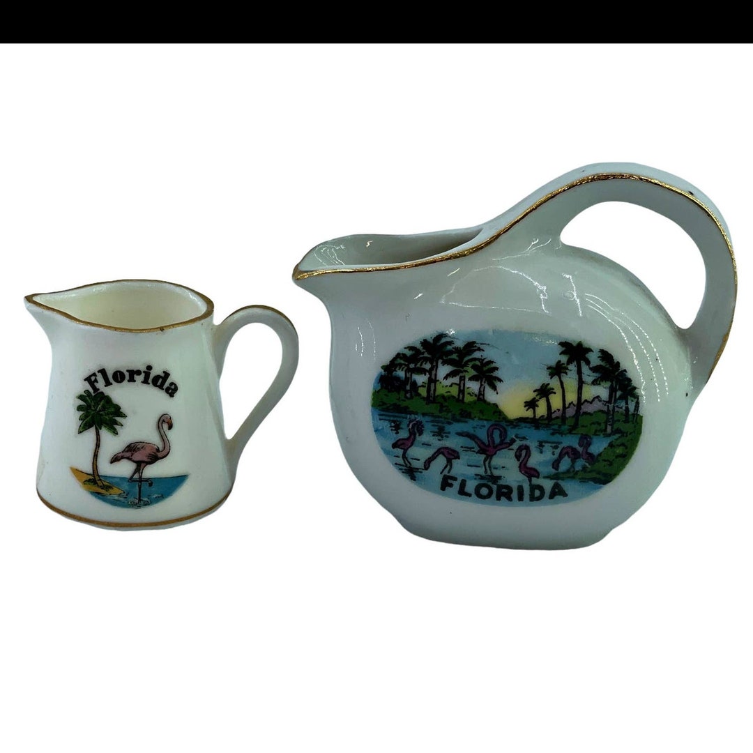 Vintage Lot of 2 Florida Souvenirs Mini Pitchers 1.5" & 3" Palms ...