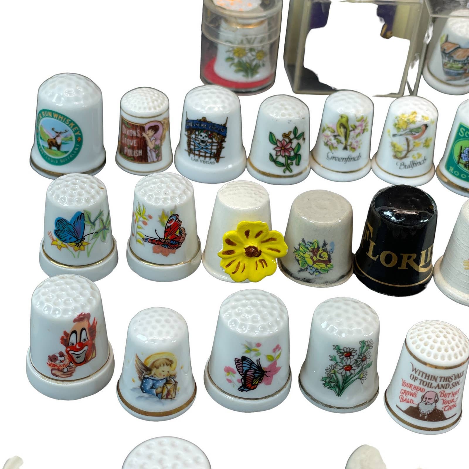 HUGE Lot Collectible Thimbles Vintage Travel Theme Wood Silver - Etsy