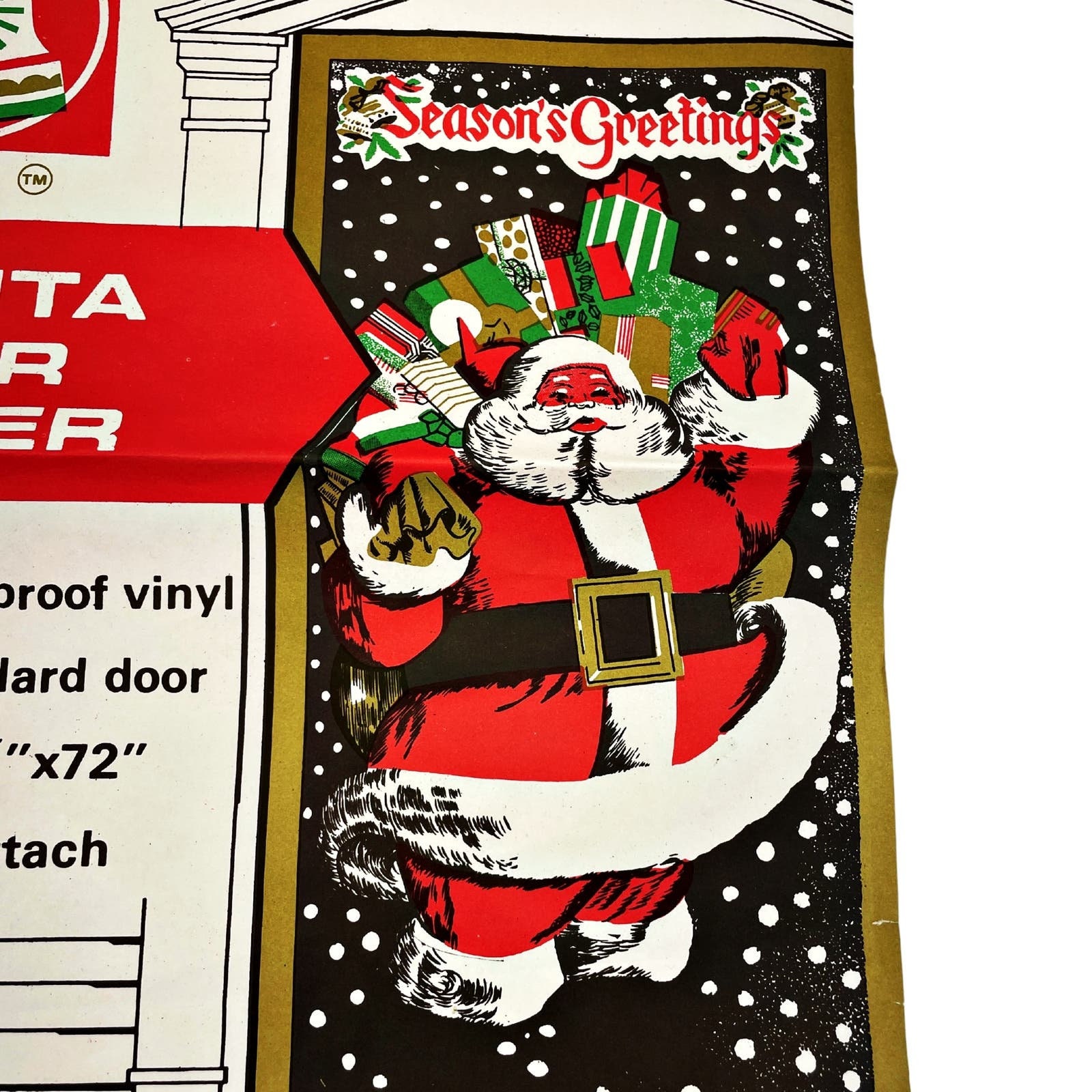 Vintage 1970 Santa Door Cover Weatherproof Vinyl 30 1/2 X 72 Commodore ...
