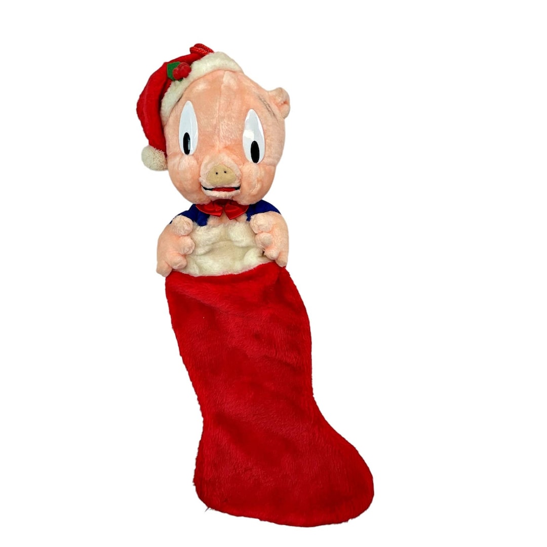 Vintage Holiday Looney Tunes Porky Pig Christmas Stocking Warner 1990 ...