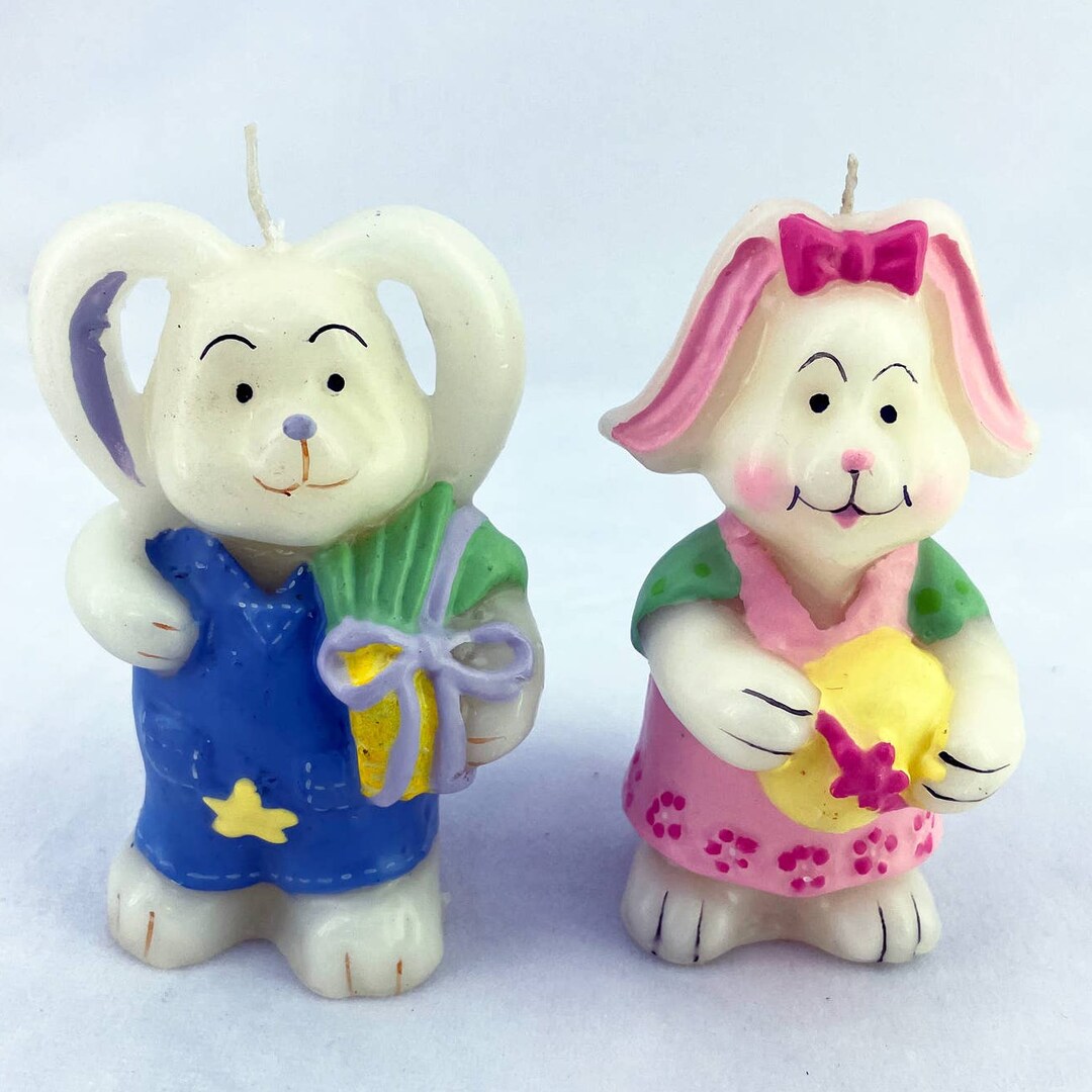 Vintage Pair of Easter Bunny Candles Girl Boy Bunnies Spring Decor - Etsy