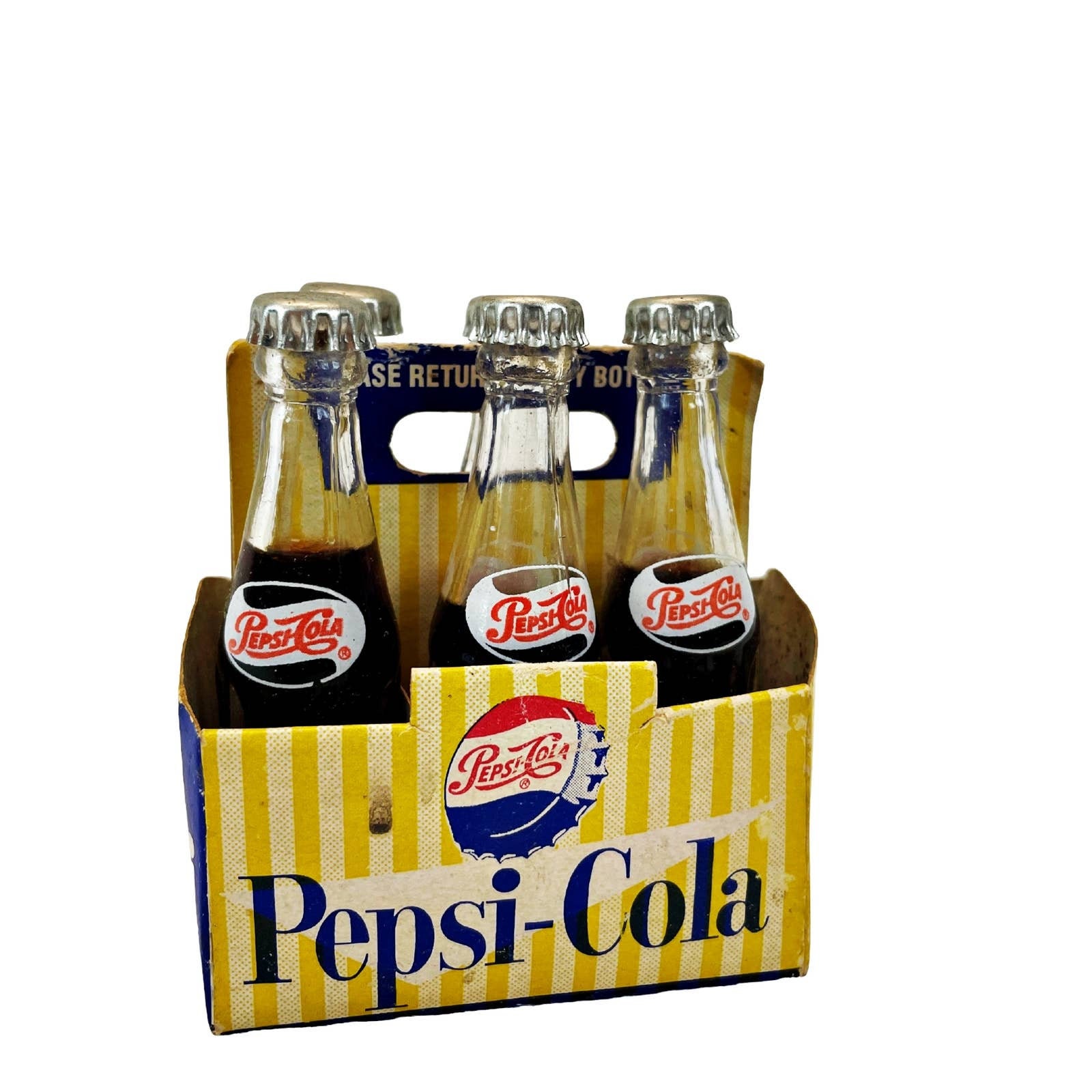 Vintage 1960's Miniature Pepsi-cola Bottles With Case 6 Pack Made in ...