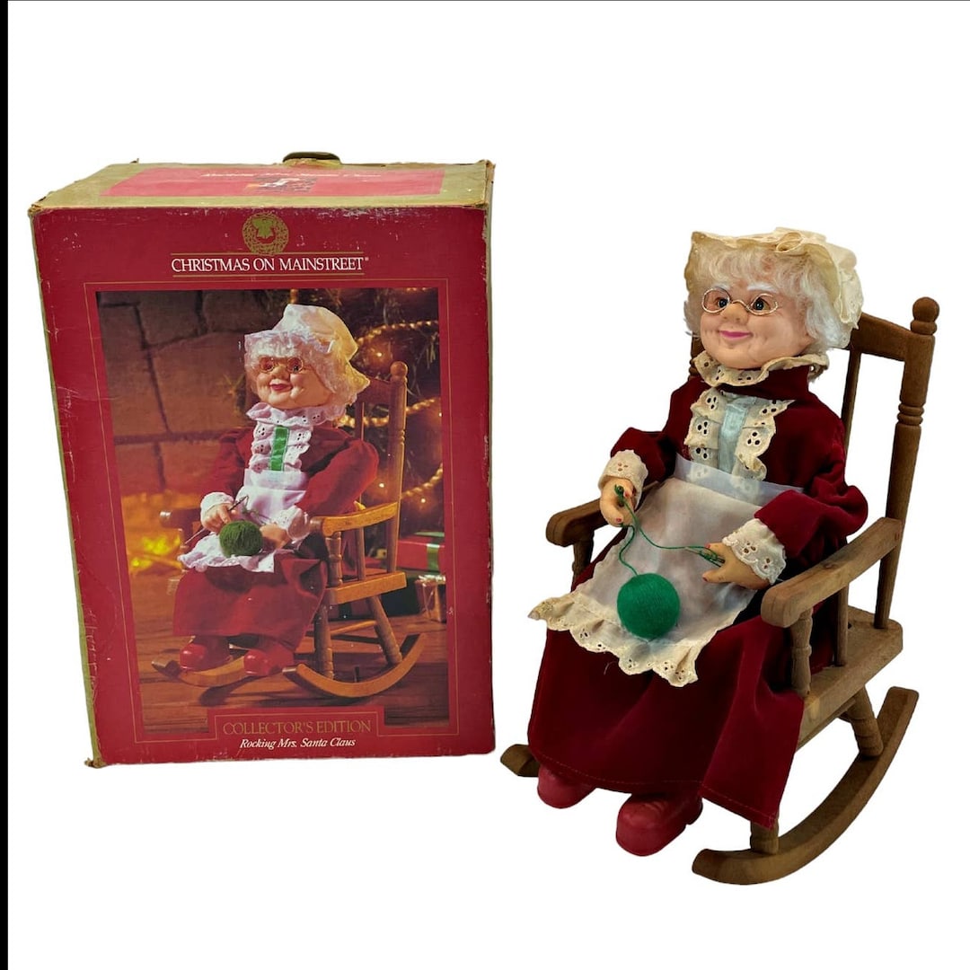 Vintage 90s Telco Motionette Christmas on Main Street Rocking Chair Mrs ...