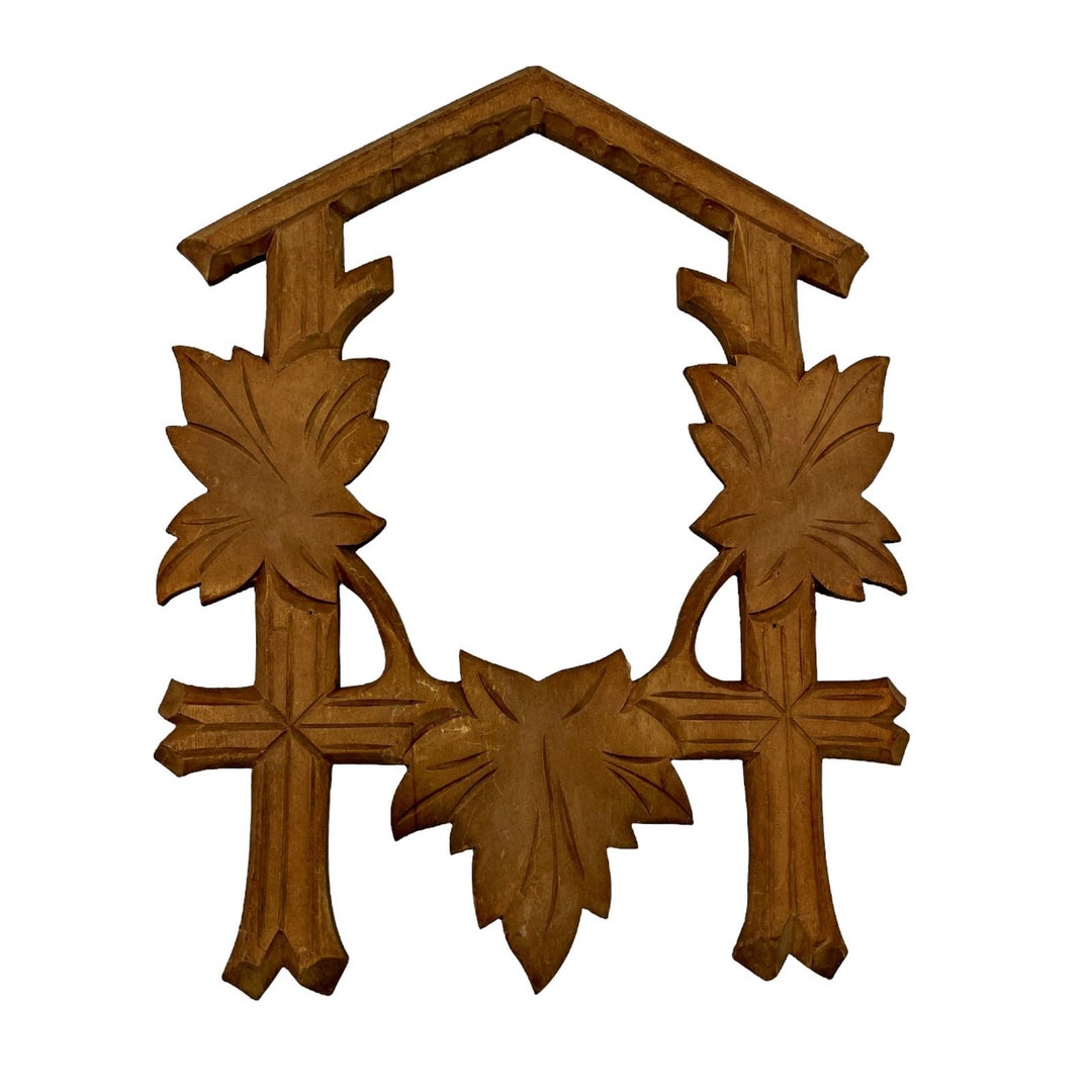 Vintage German Black Forest Cuckoo Clock Face Trim Leaves Approx 9" X ...