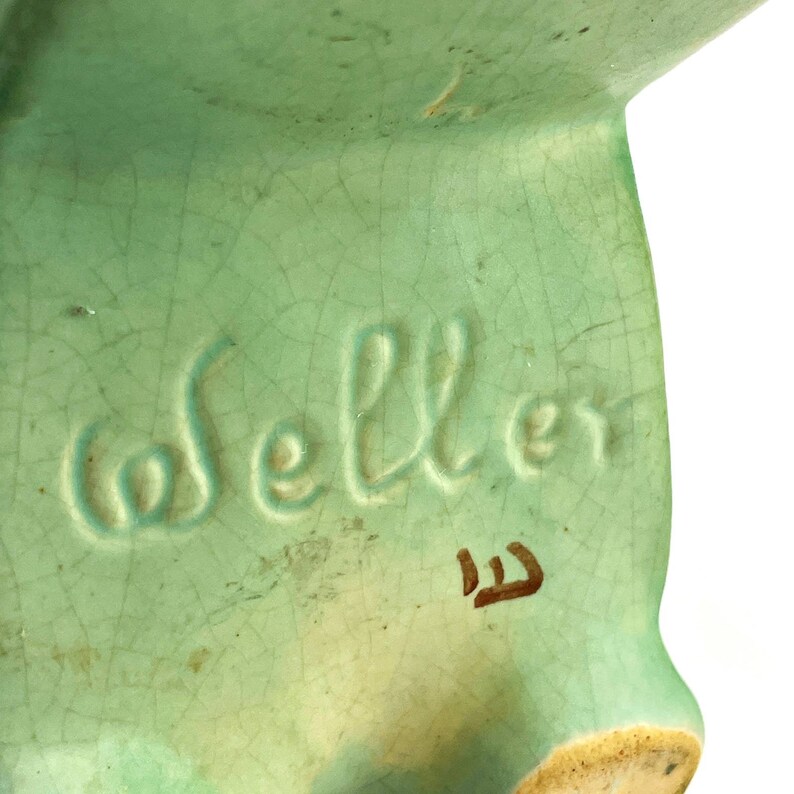 Vintage Weller Double Vase Green Floral Dogwood Signed Footed - Etsy