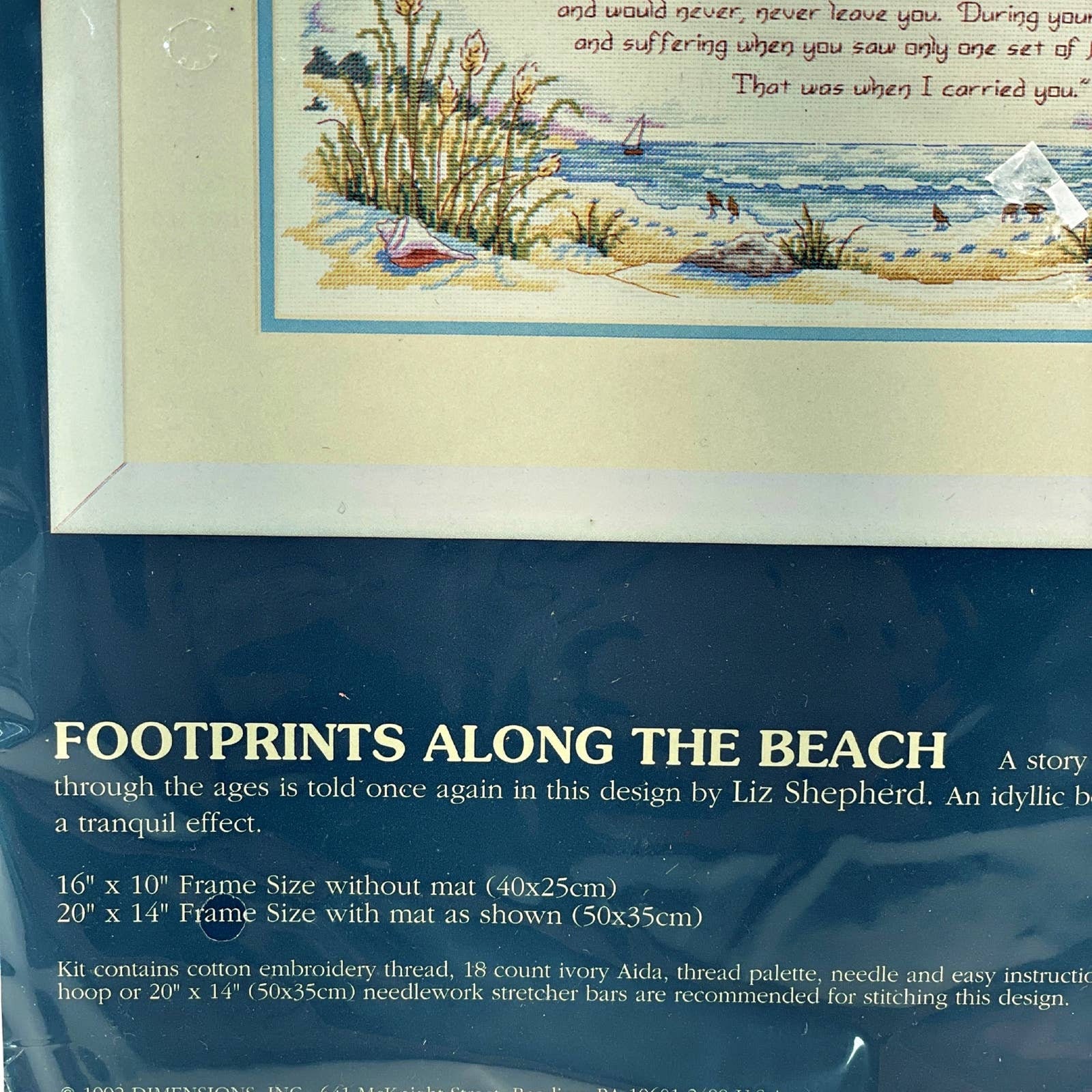 Vintage Dimensions Sunset 13558 Footprints Along the Beach Cross Stitch ...