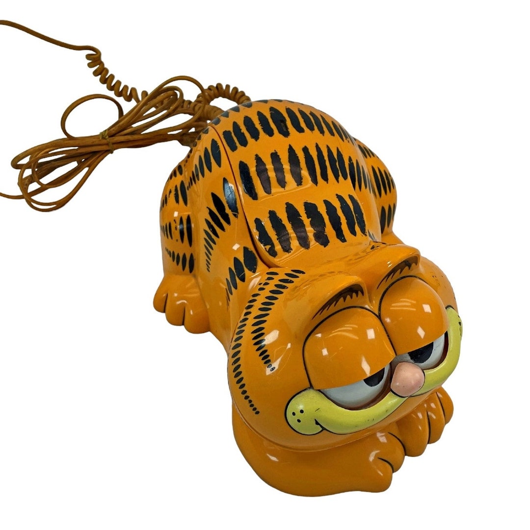 Garfield Cat Phone Vtg TYCO 80s Landline Telephone 1981 Eyes Open ...