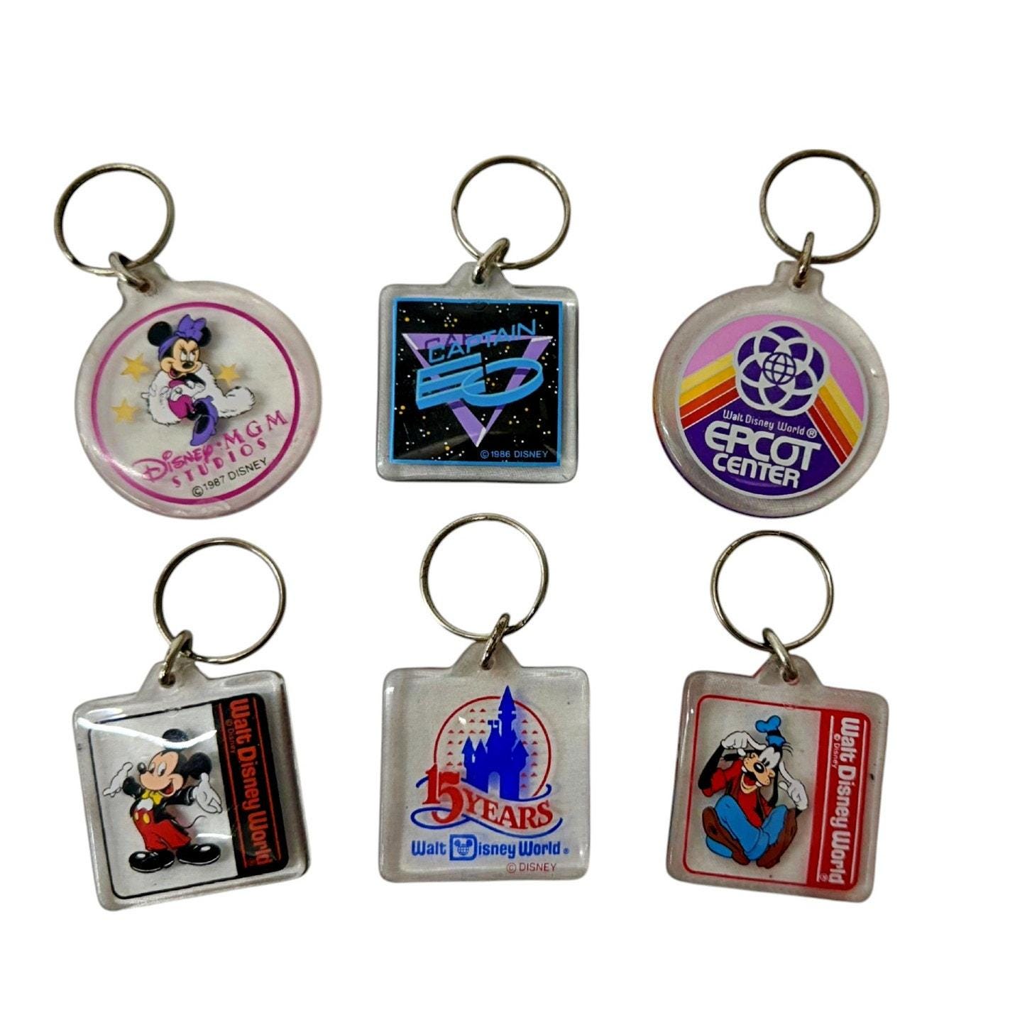 Vintage 80s Disney Lucite Keychains Captain EO Minnie MGM Epcot Mickey ...