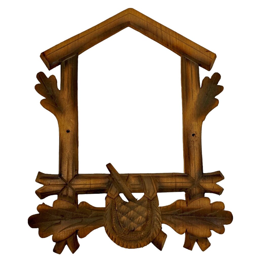 Vintage Black Forest Cuckoo Clock Face Trim Hunting Theme Leaves 7.25 ...