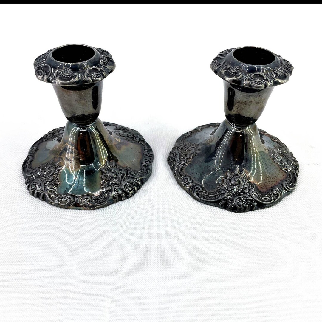 Vintage Baroque by Wallace Heavy Candle Stick Holders 750 Silversmiths ...