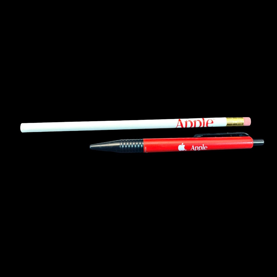 Vintage Apple Computer Employee Red Ink Pen & White Pencil 1980s/1990s ...