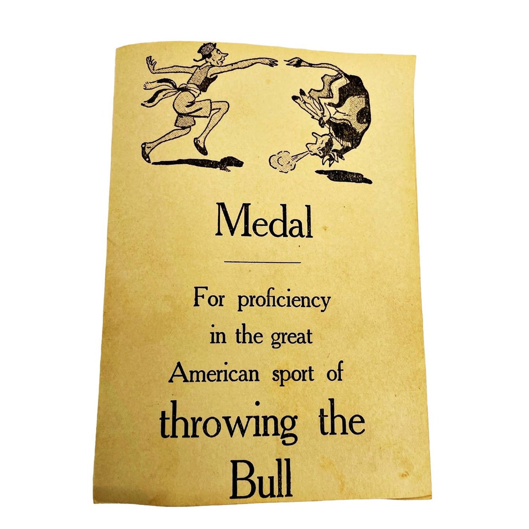 Vintage 50s 60s Gag Gift Medal for American Sport of 'throwing the Bull ...