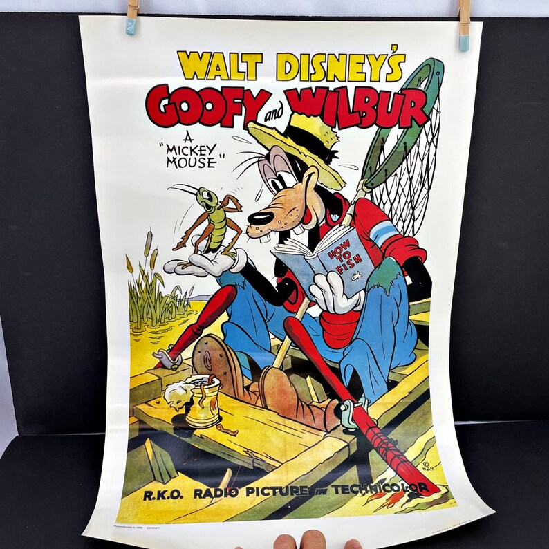 1990 Cartel de Goofy y Wilbur de Walt Disney R.K.O. Imagen de radio en ...