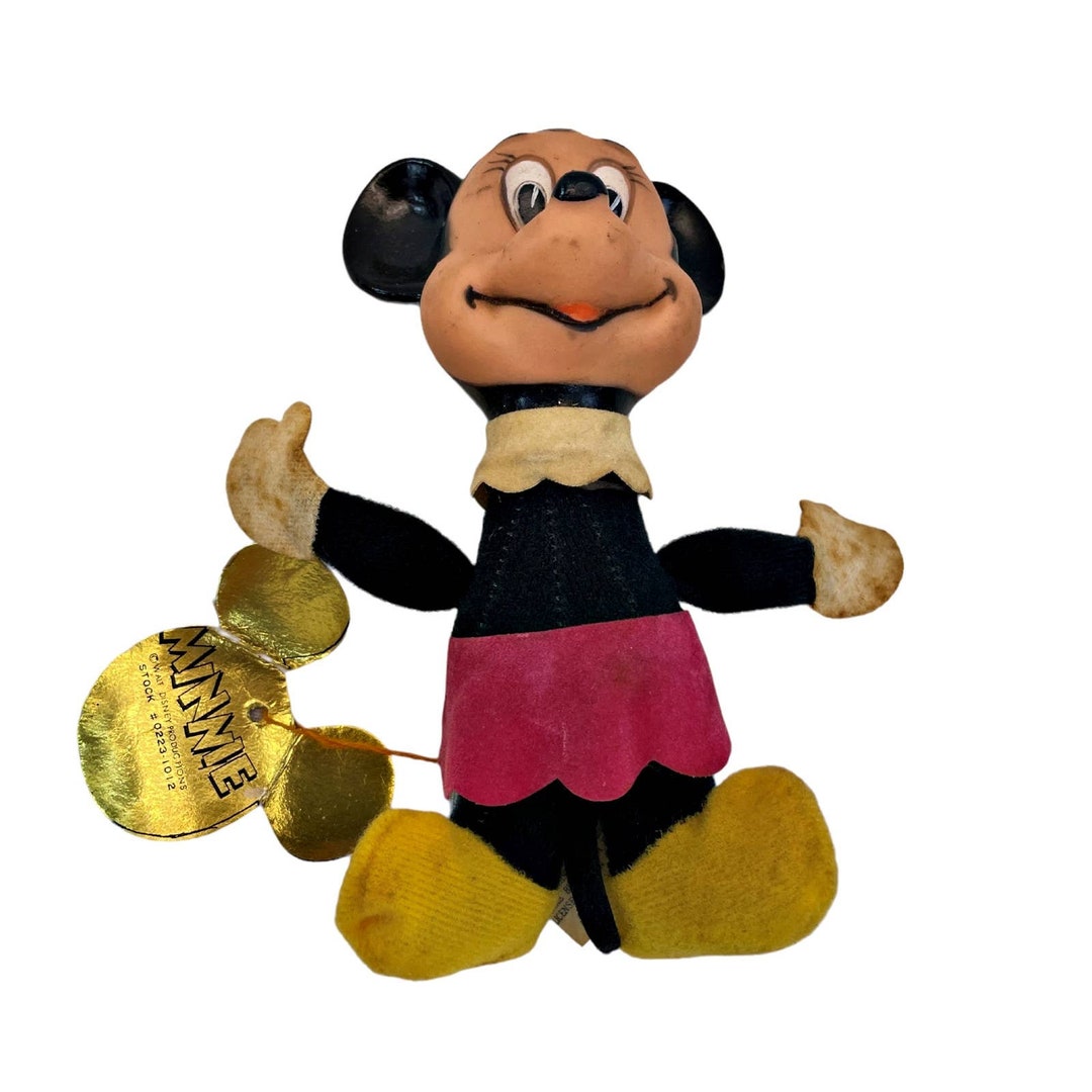 Vtg RARE 60s Minnie Mouse Figure Walt Disney Wood Chip 6 Plastic Plush ...