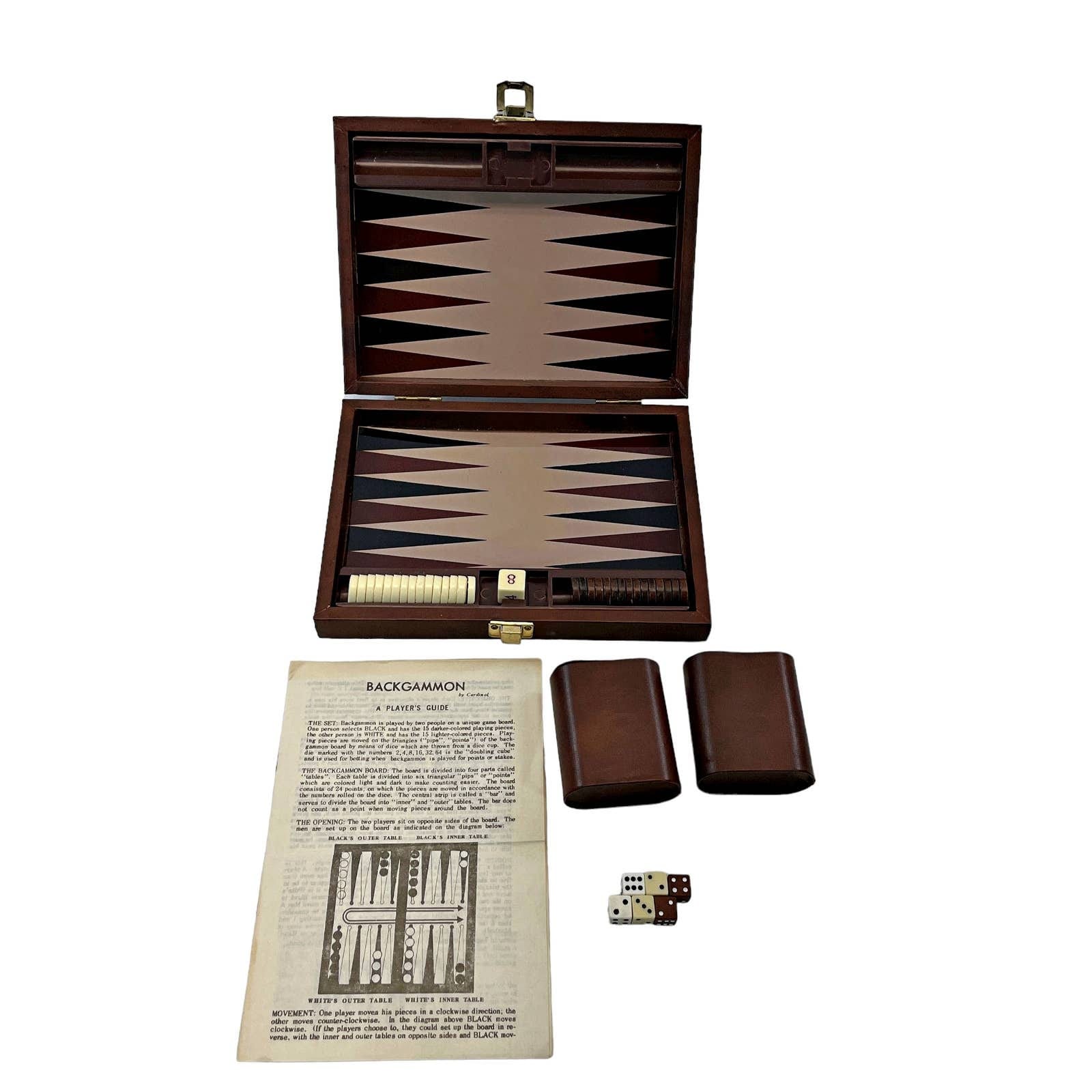 Vintage Mini Cardinal Backgammon 9 Portable Case Game Brown & White ...