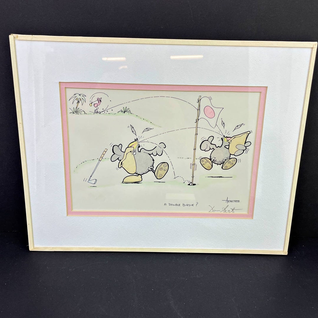 VTG Disney Artist Don Aceto Pelican Sketch 'A Double Birdie?' Golf ...