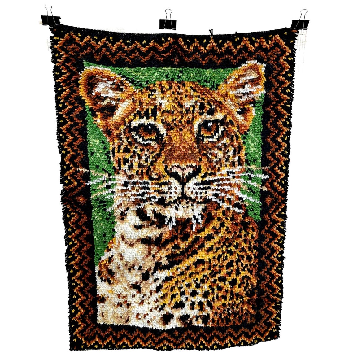VTG 70's BOHO Leopard Latch Hook Rug Wall Hanging Large - Etsy