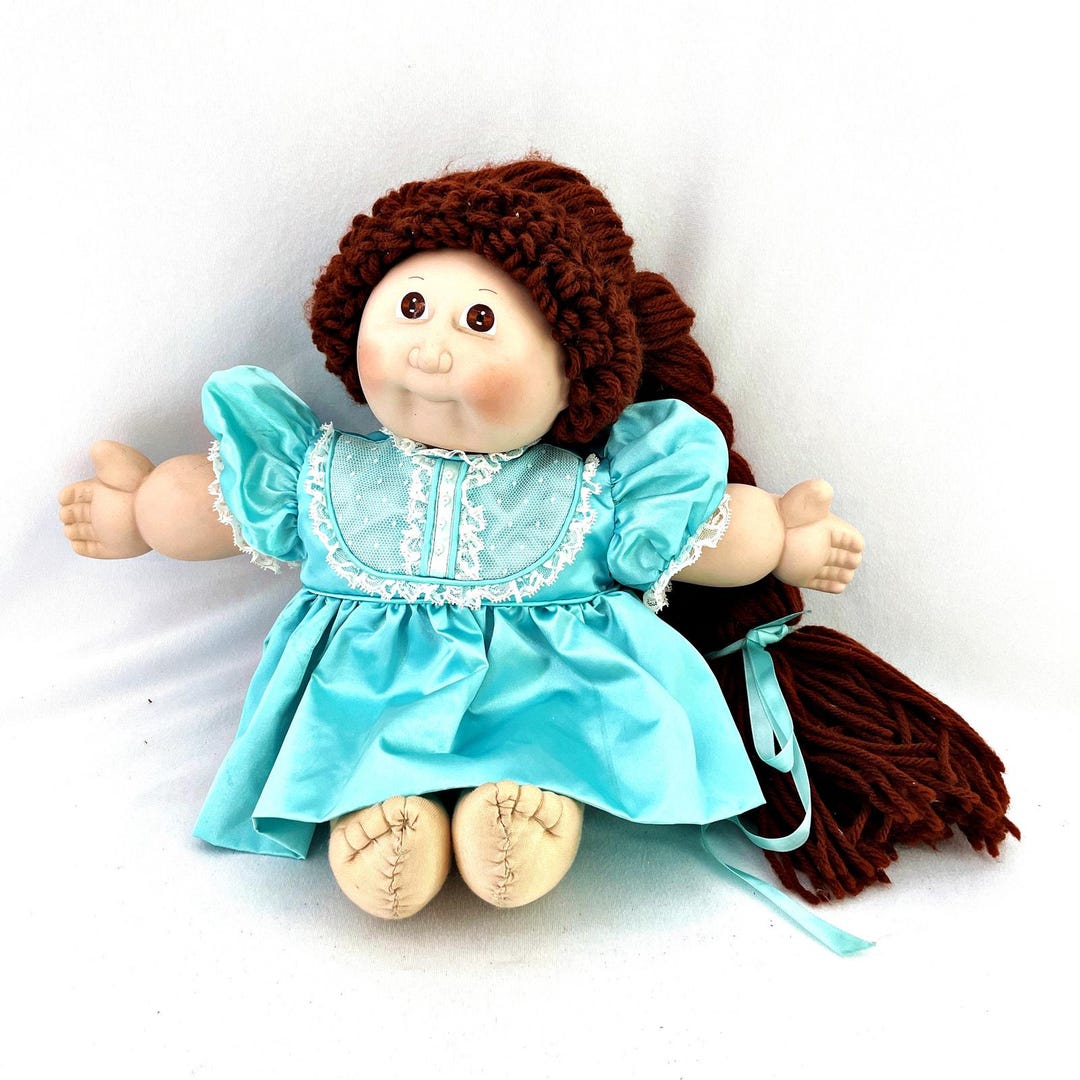 1985 Vintage Applause 16" Doll Porcelain Cabbage Patch Doll Brown Braid ...