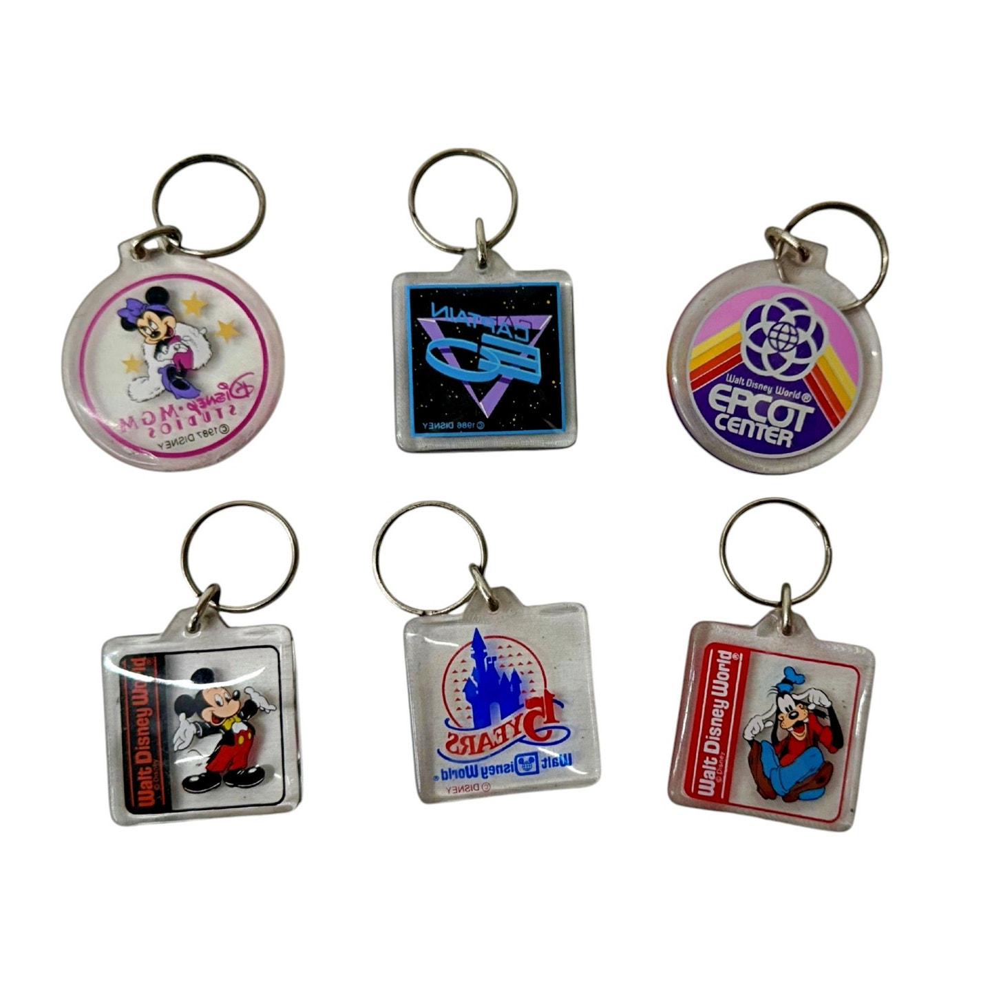 Vintage 80s Disney Lucite Keychains Captain EO Minnie MGM Epcot Mickey ...