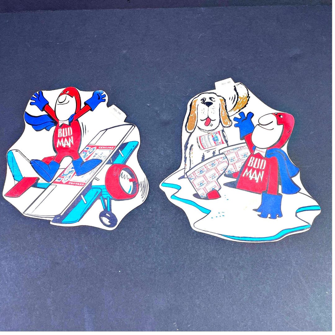Vintage Bud Man Budweiser Decal Stickers NOS Airplane Flying Dog Promo ...