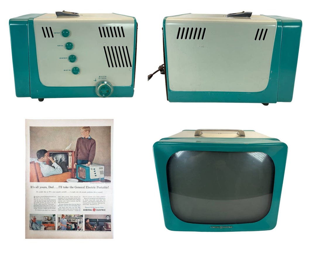 Vintage MCM 1959 GE Hotpoint Portable TV 14T017 Uhf Vhf Teal White - Etsy
