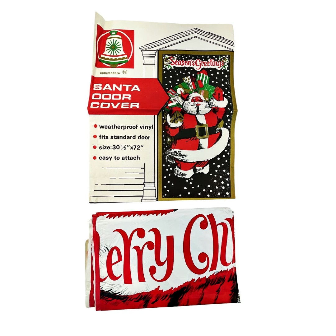 Vintage 1970 Santa Door Cover Weatherproof Vinyl 30 1/2 X 72 Commodore ...