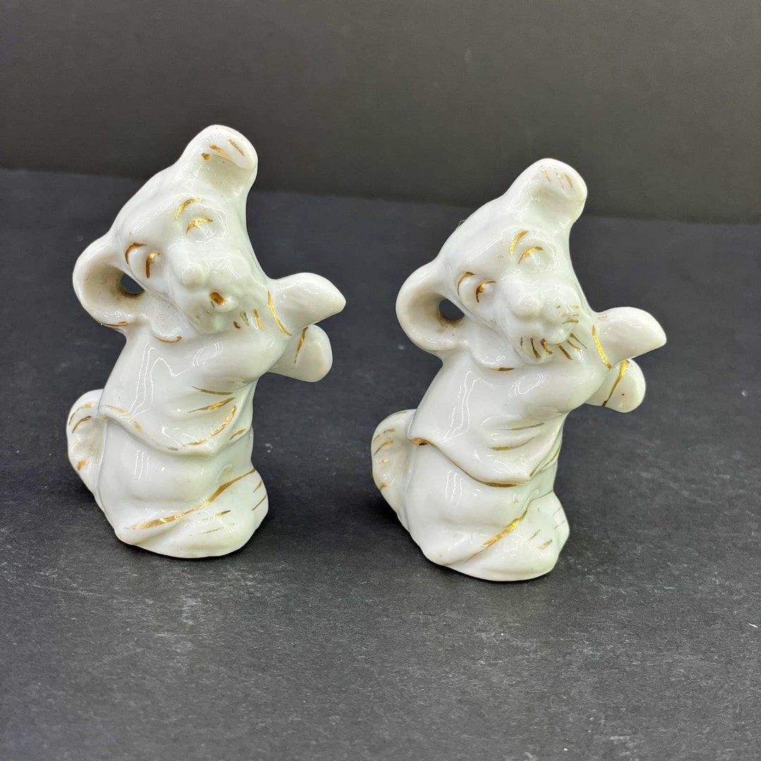 Vintage White Gold Miniature Pair Schnauzer Dogs Puppies Japan 2 1/2 ...