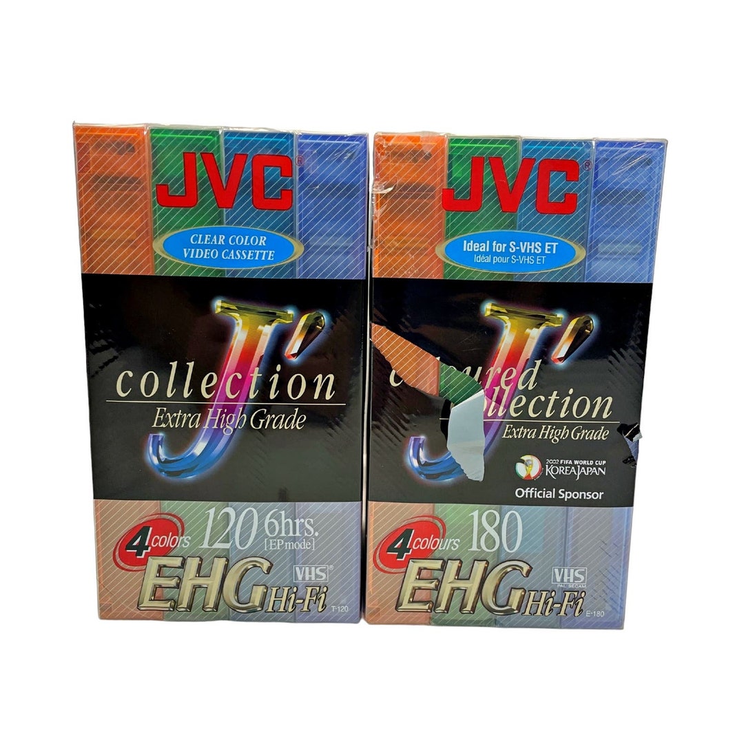 Two Sets of JVC J Collection VHS Tapes 120 and 180 4 Colors Transparent ...