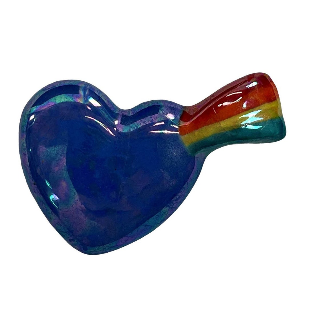 Vintage 80s Blue Rainbow Heart Puffy Pin Back Lapel Button Flair - Etsy