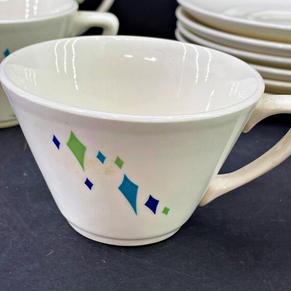 Mid Century Modern MCM Atomic Design Blues Greens Set 6 Tea - Etsy