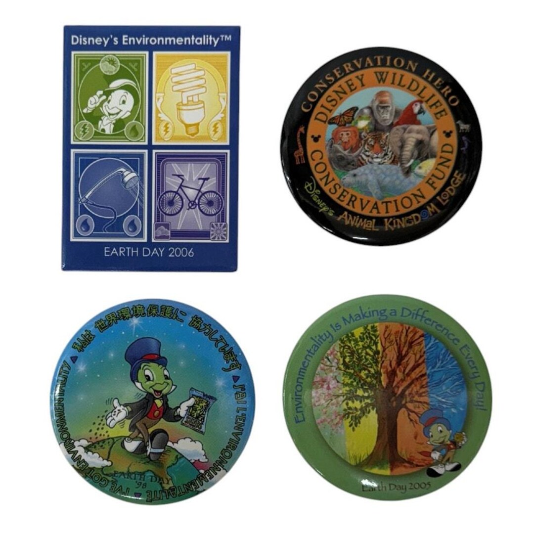 Vintage Lot 4 Disney Earth Day Environmental Jiminy Cricket Buttons ...