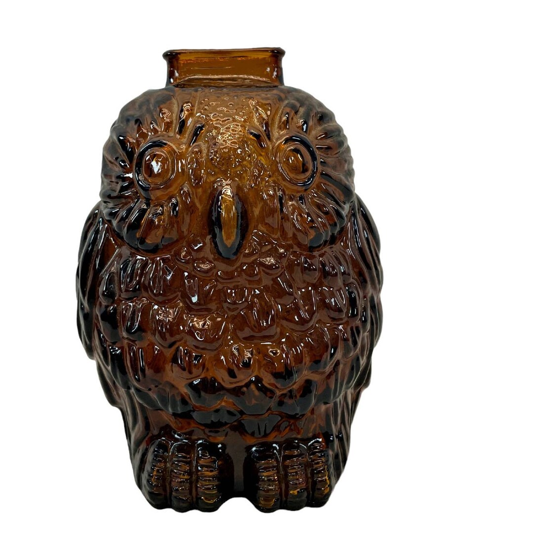 Vintage Amber Glass OWL Bank Wise OLD OWL Smash Coin Bank Brown by ...