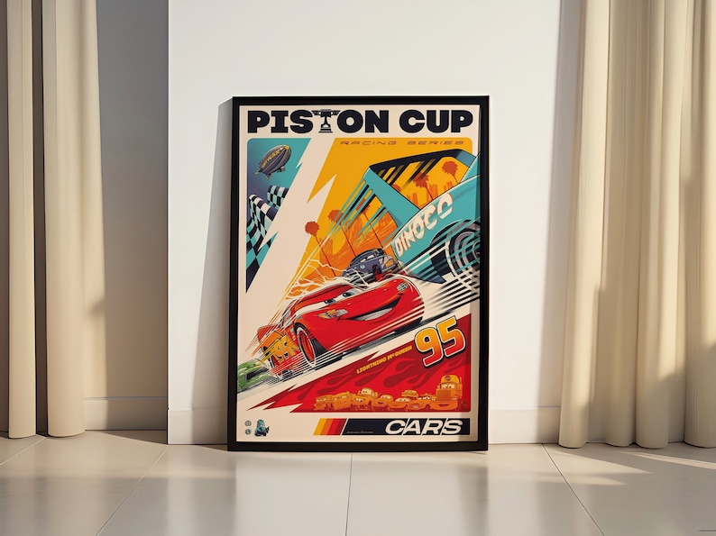 Buy 1 Get 1 Free Cars Movie Poster Piston Cup Disneyland Home Piston ...