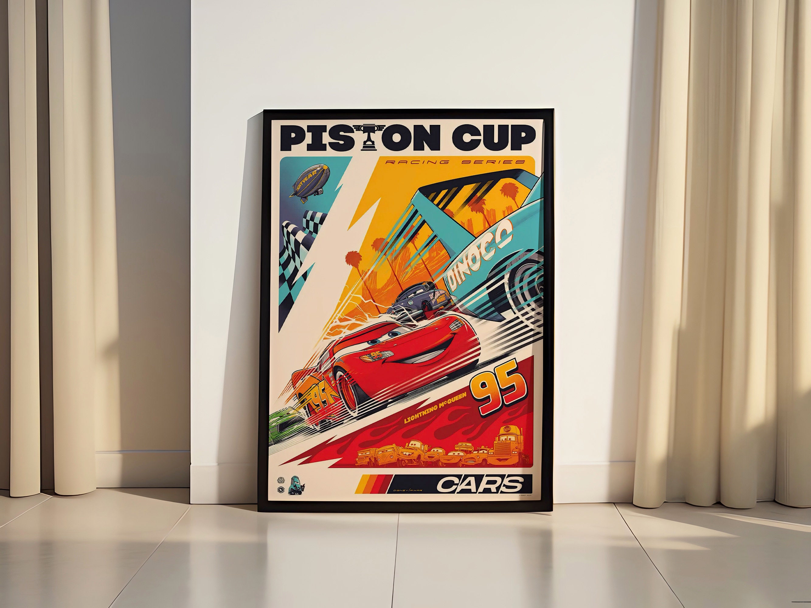 Buy 1 Get 1 Free Cars Movie Poster Piston Cup Disneyland Home Piston ...