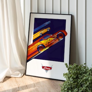 Set of 3 Movie Poster - Cars Movie Poster - Piston Cup - Disneyland ...