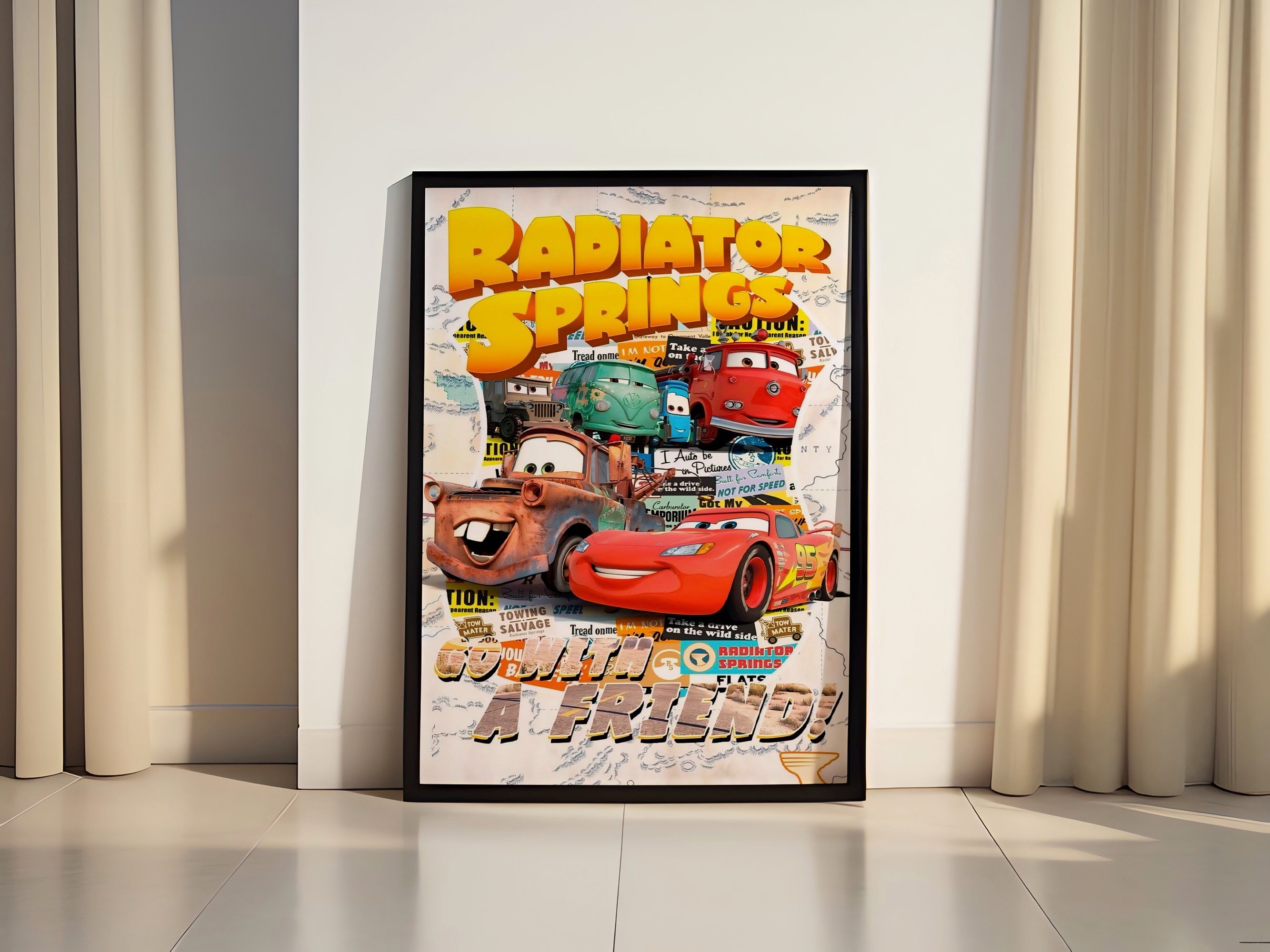 Buy 1 Get 1 Free Cars Movie Poster Piston Cup Disneyland Home Piston ...