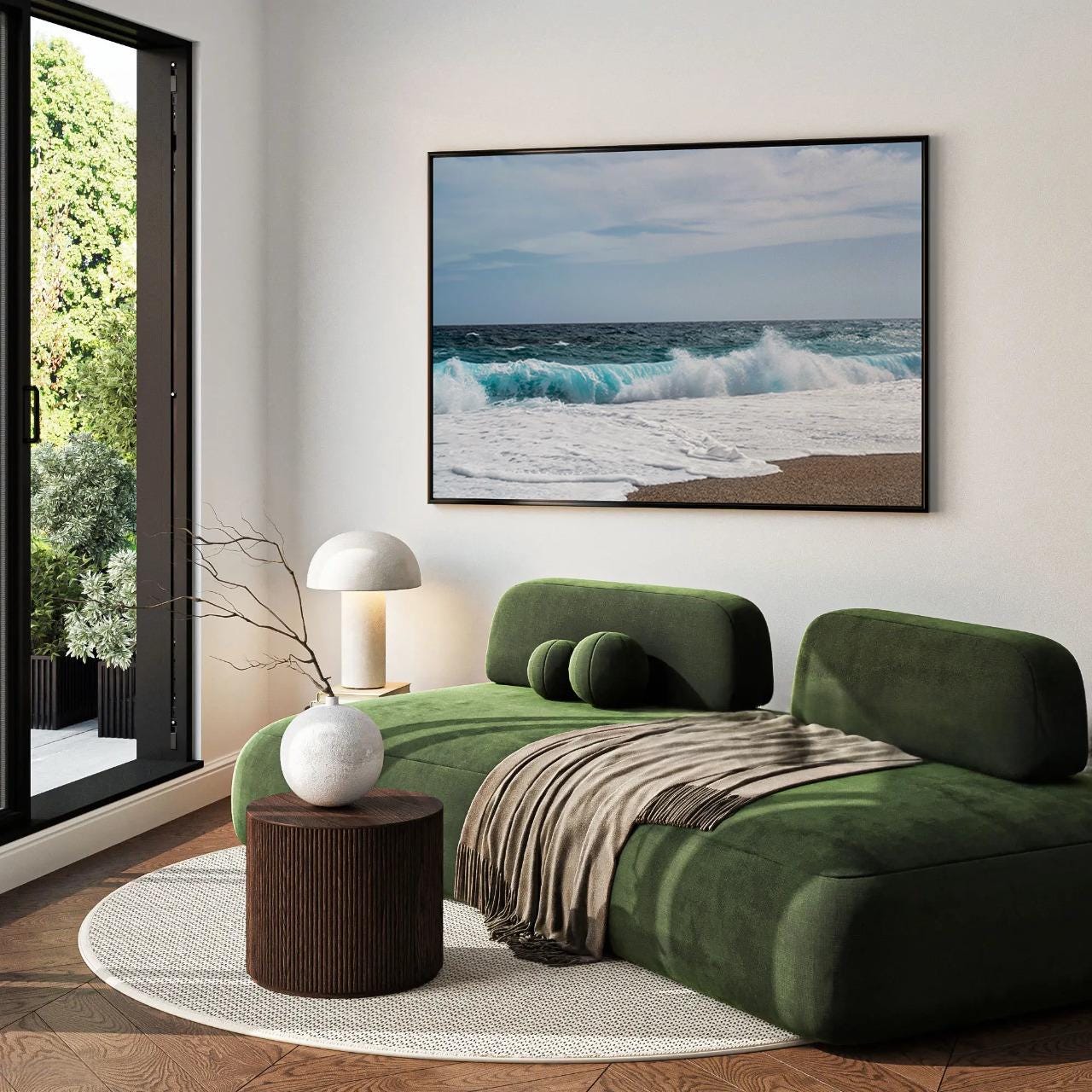 Ocean Waves Print, Blue Beach Wave Photography, Modern Coastal Water ...