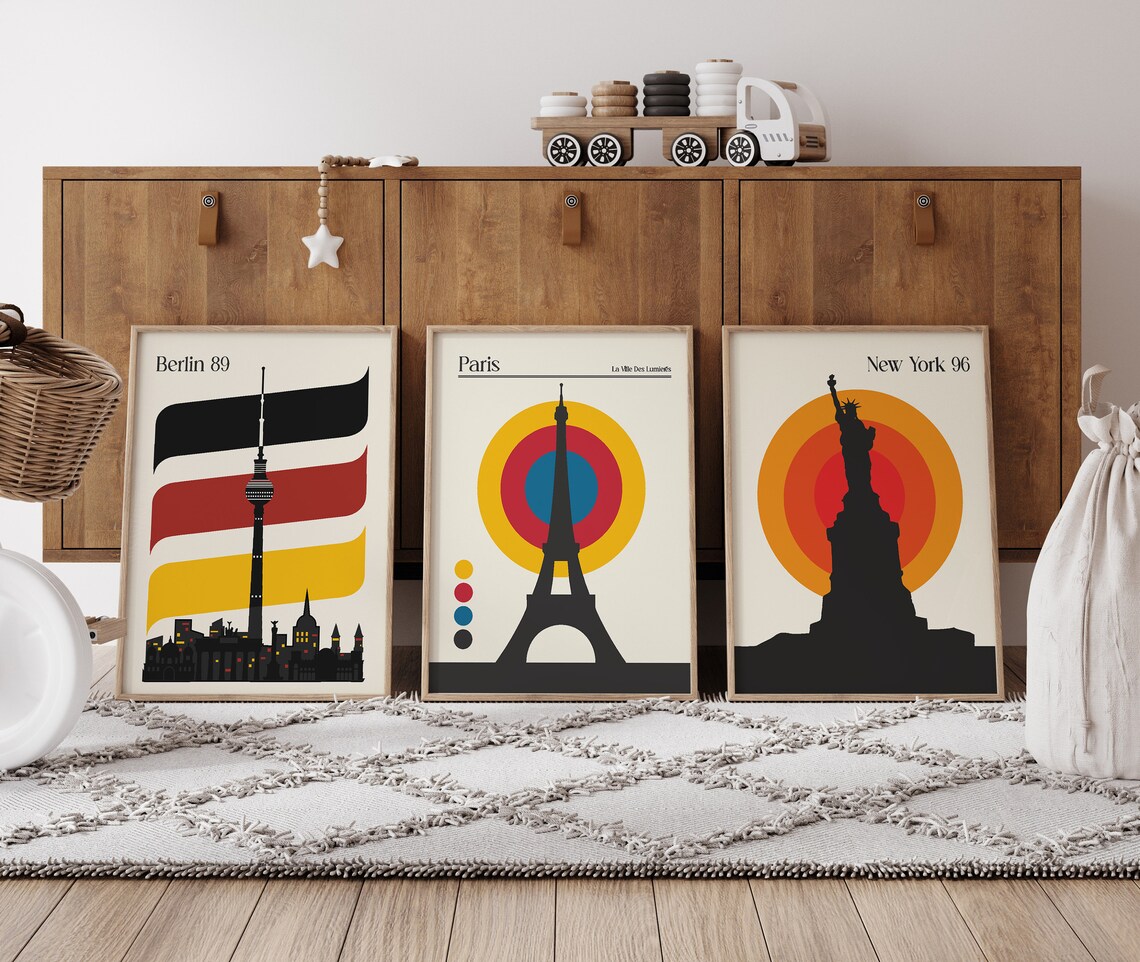 Set of 3 Bauhaus Print, Bauhaus Prints, Wall Collage Kit, Travel Poster ...