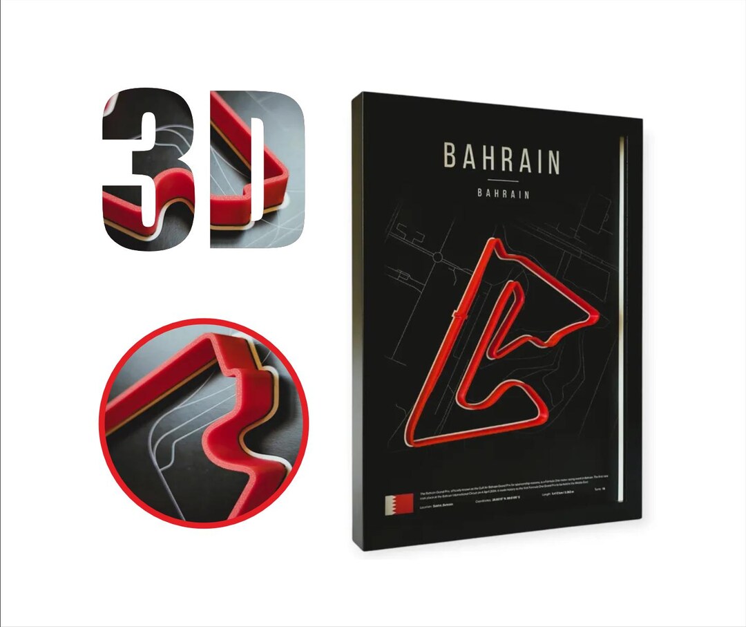 3D Printed Bahrain International Circuit Map, F1 Wall Art, Race Track ...