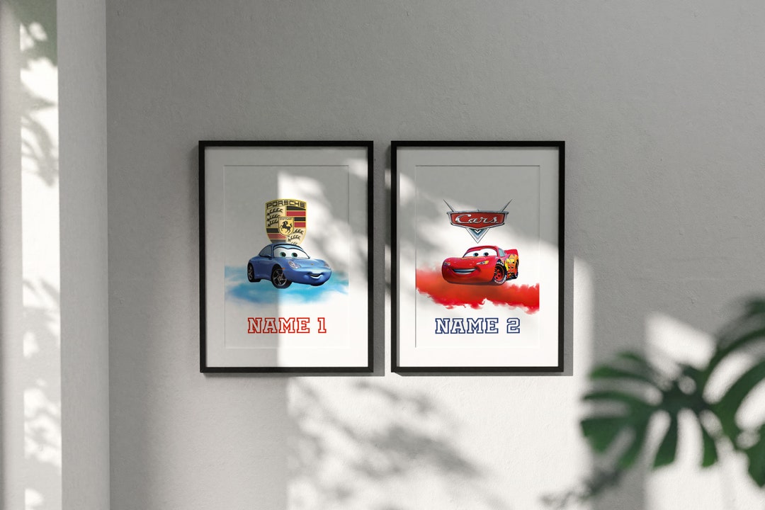 Personalized Set of 2 Cars Movie Poster Sally and Mcqueen Personalized ...