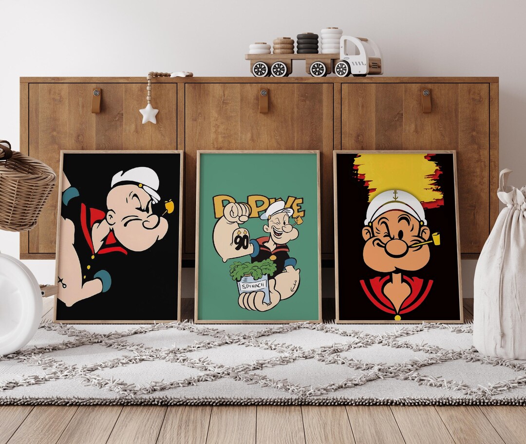 Popeye 3-piece Poster Set - Vintage Cartoon Wall Art, Retro Home ...