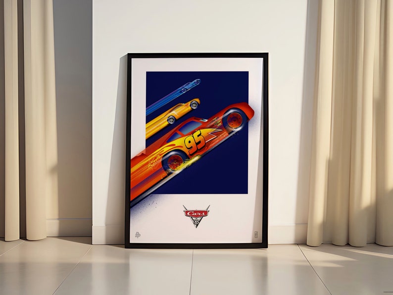 Set of 3 Movie Poster - Cars Movie Poster - Piston Cup - Disneyland ...