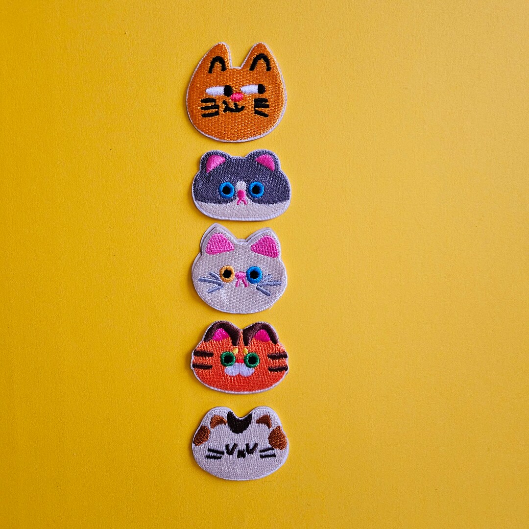 Cute. Cats Patch Iron on or Sew / Kawaii /handmade Name Strap / Personalize Luggage Tag / Name ...