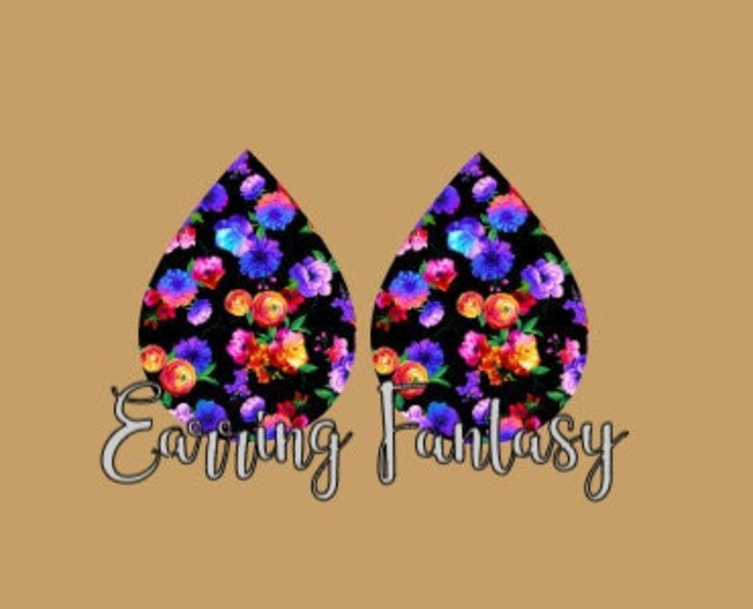 Colorful Flowers Earring Design Template PNG, Instant Digital Download ...