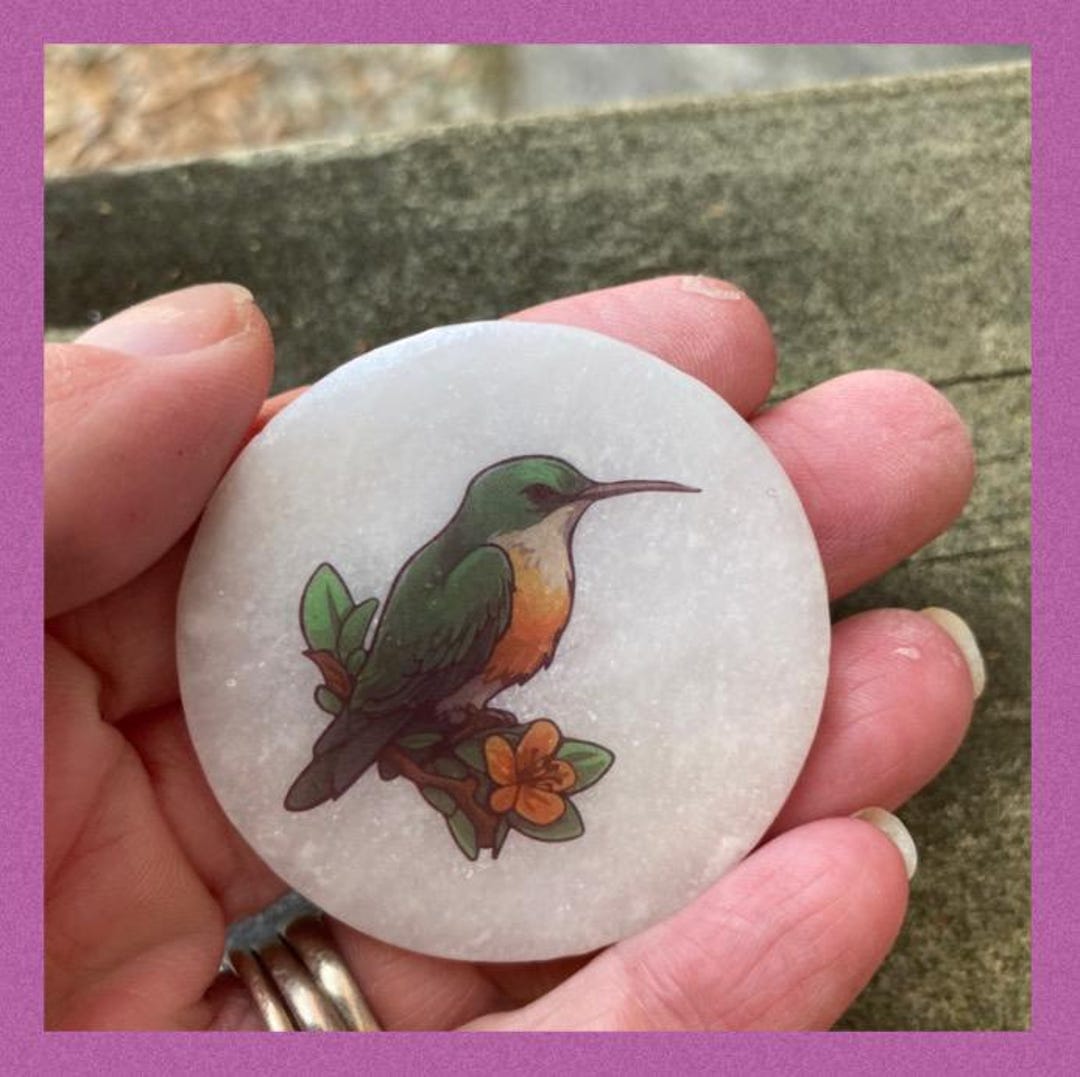 Hummingbird Santorini SEALED Garden Rock, Kindness Rock, Rock Art… - Etsy
