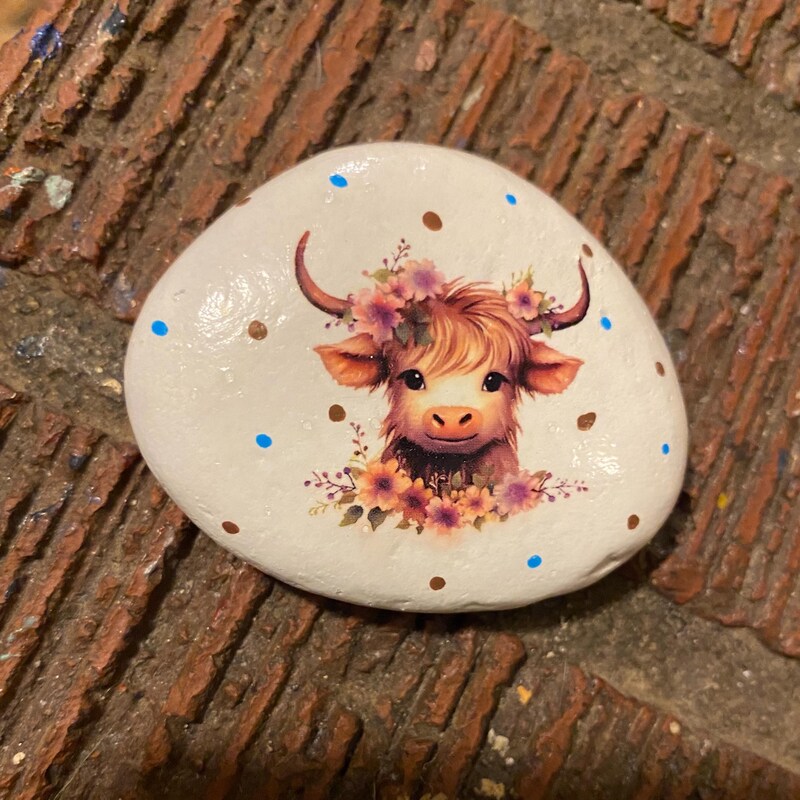 Painted Cow on Rock - Etsy