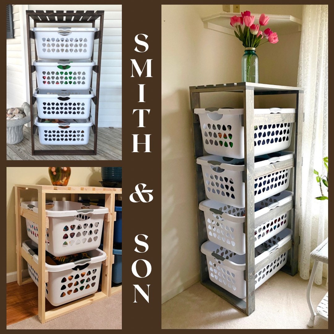 Laundry Basket Holder Storage Shelf (2 Bushel) - Etsy